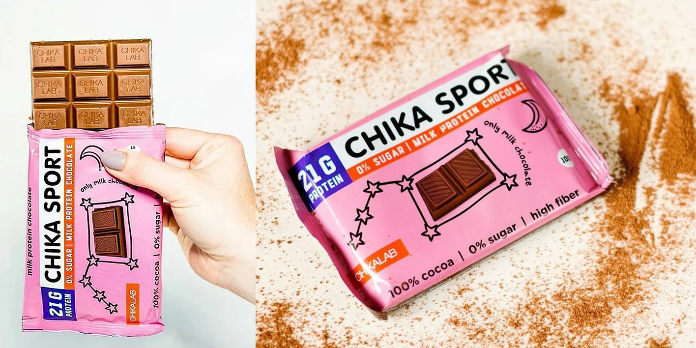 Chikalab молочный шоколад Chikasport протеиновый без сахара с миндалем ...