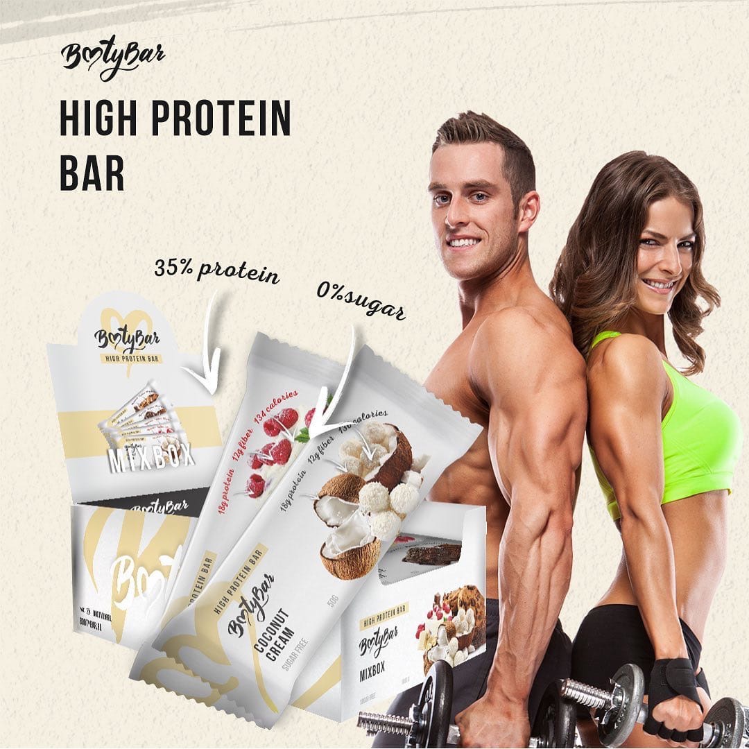 BOOTYBAR Протеиновый 2х-слойный батончик без сахара Choco Line, 10шт по 50г (Шоколад с фундуком ...